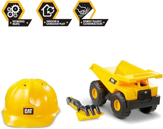 CAT Construction Toys, Dump Truck Set with CAT Hard Hat and Sand Tools ...