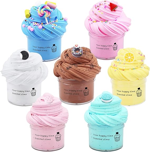 7 Pack Cake Butter Slime Kits, Soft and Non-Sticky Slime Kit Party ...