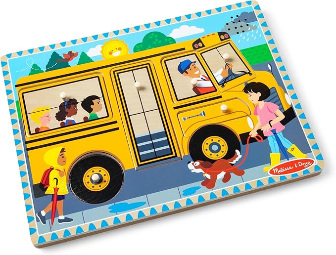 Melissa & Doug The Wheels on the Bus Sound Puzzle - School Bus Puzzle ...