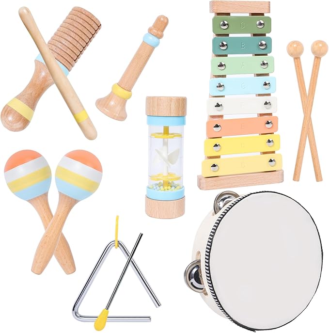 Wooden Montessori Musical Instruments Set for Toddlers 1-3, Preschool ...