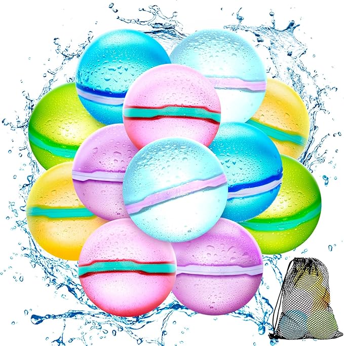 【12 Pack】Magnetic Reusable Water Balloons Fast Refillable for Kids ...