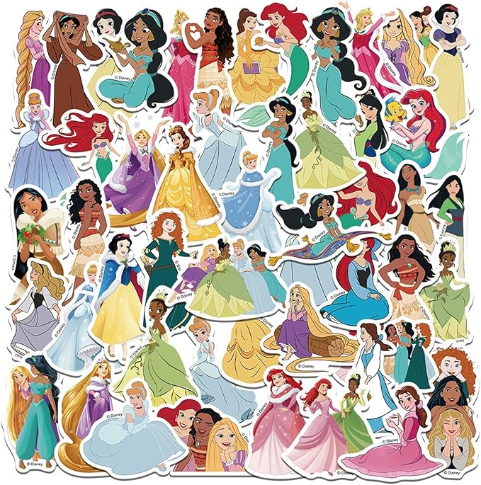 52pcs Disney Princess Stickers for Kids,Vinyl Waterproof Princess Decal ...