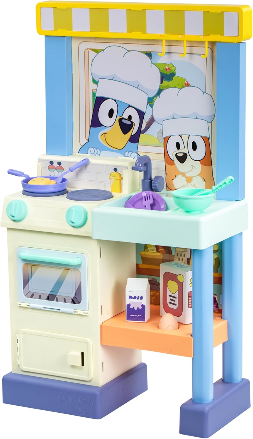 Bluey Kitchen Play Set for Kids Ages 4-8, 3ft Tall Pretend Kitchen ...