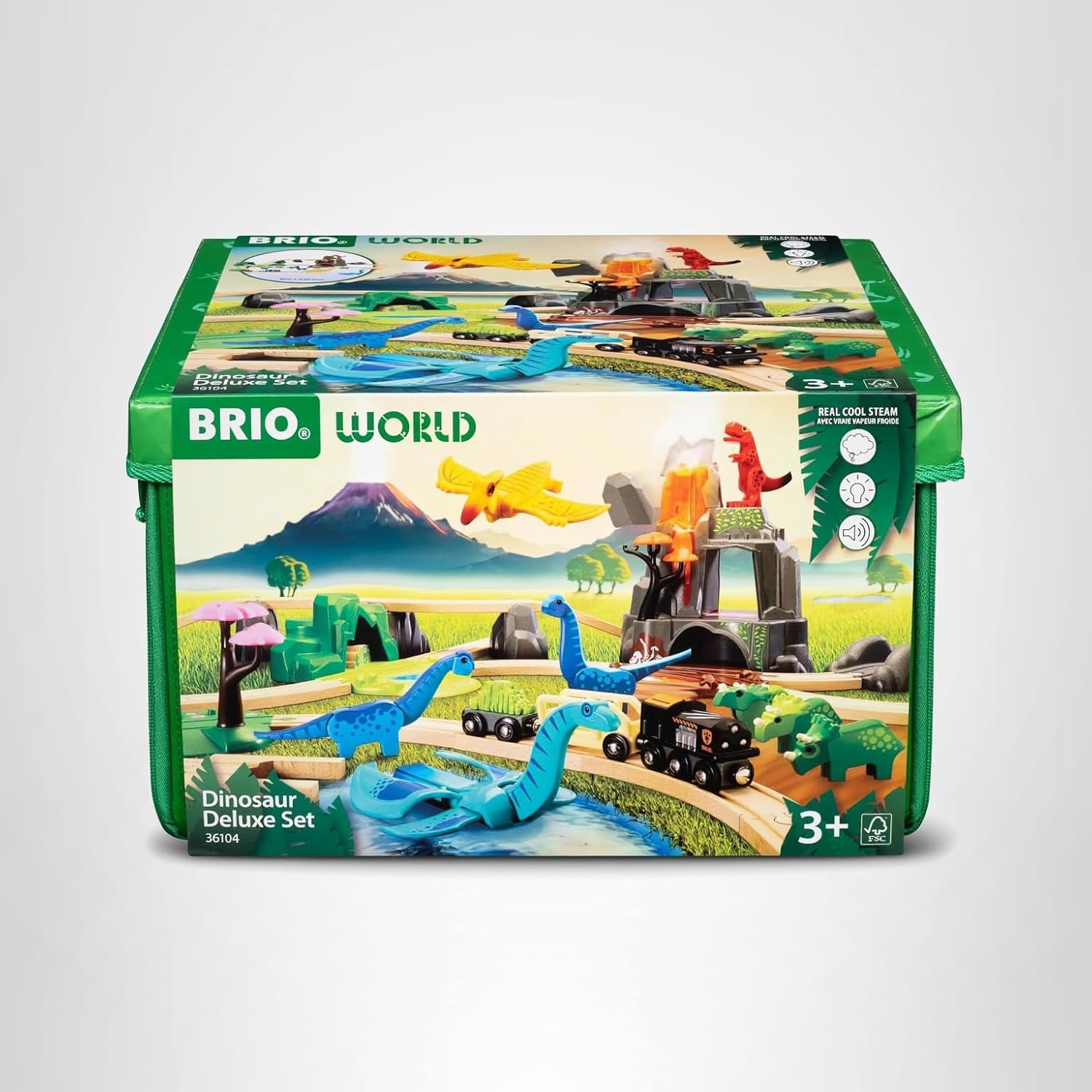 BRIO World Dinosaur Deluxe Set - 44-Piece FSC-Certified - Wood Train ...