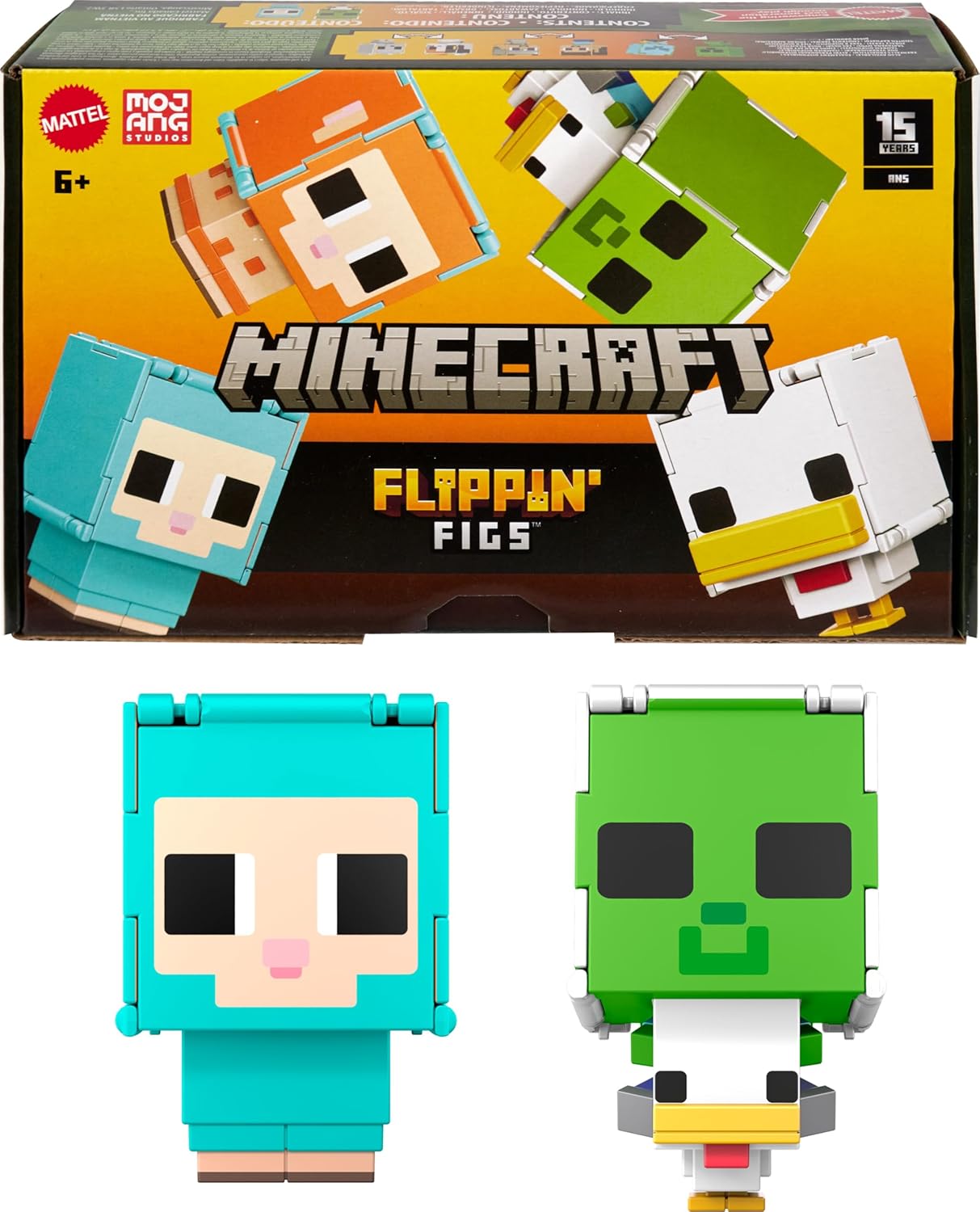Mattel Minecraft Flippin’ Figs 2-Pack Action Figures, Set with Sheep ...