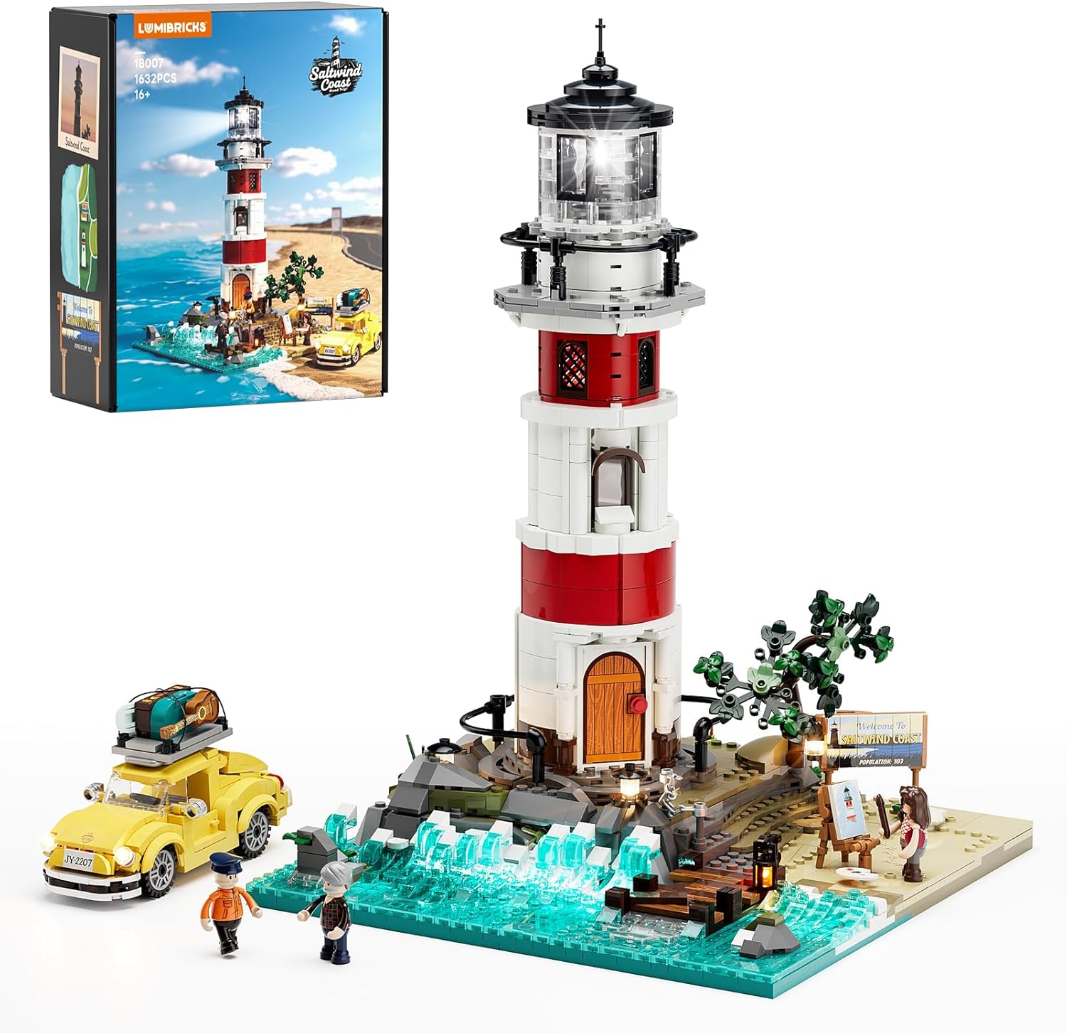 City Sunrise Lighthouse Lighting-Building-Bricks-Set - 1632 Pcs Road ...