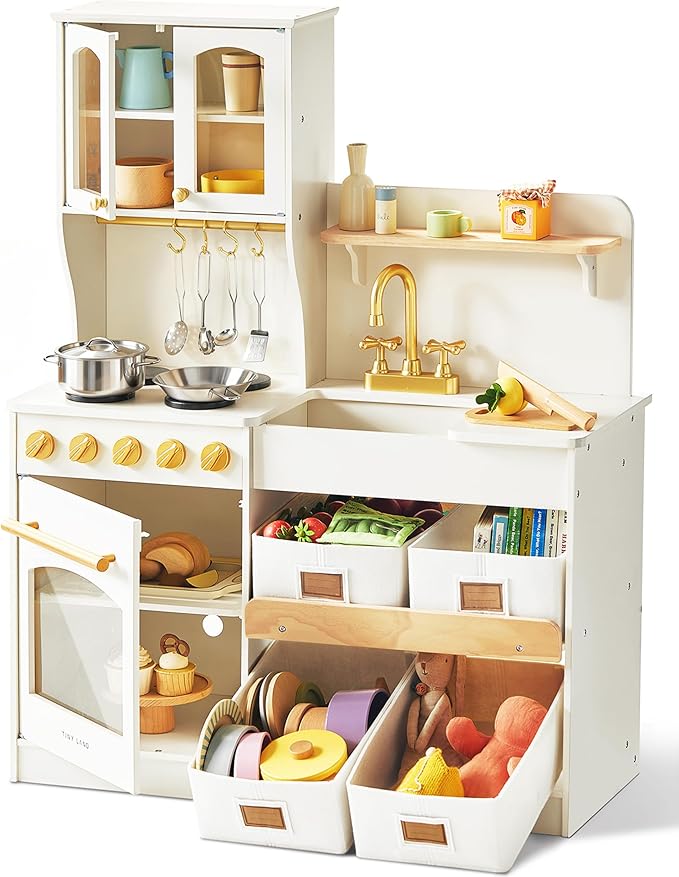 Tiny Land Play Kitchen for Kids with Enhanced Storage – Modern Toddler ...
