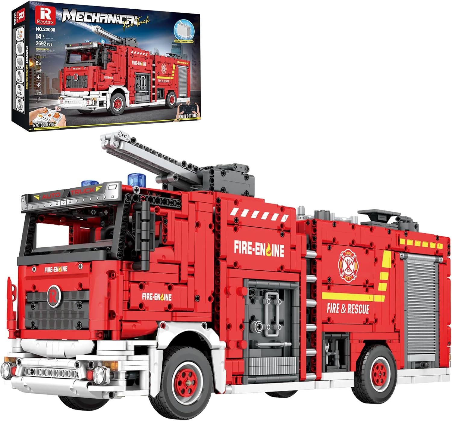 Reobrix Fire Truck Building Set for Adults, Big Rescure Fire Vehicle ...